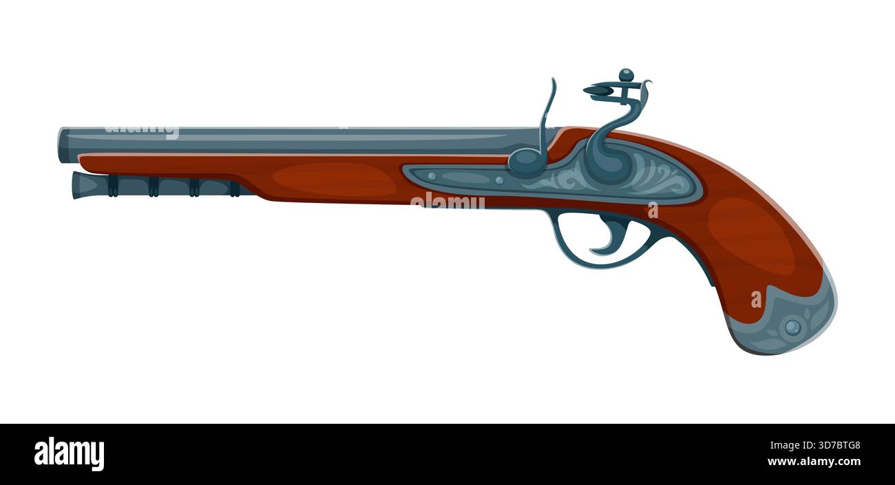 Corsair pirate sailor cartoon flintlock pistol weapon. Pirate sailor ...