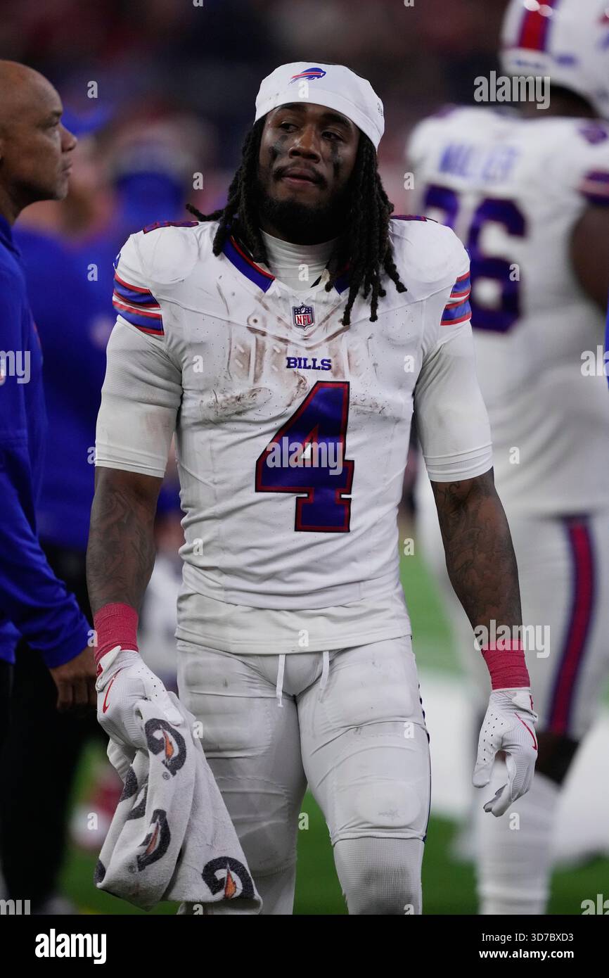 Buffalo Bills running back James Cook III stands on the sideline during ...