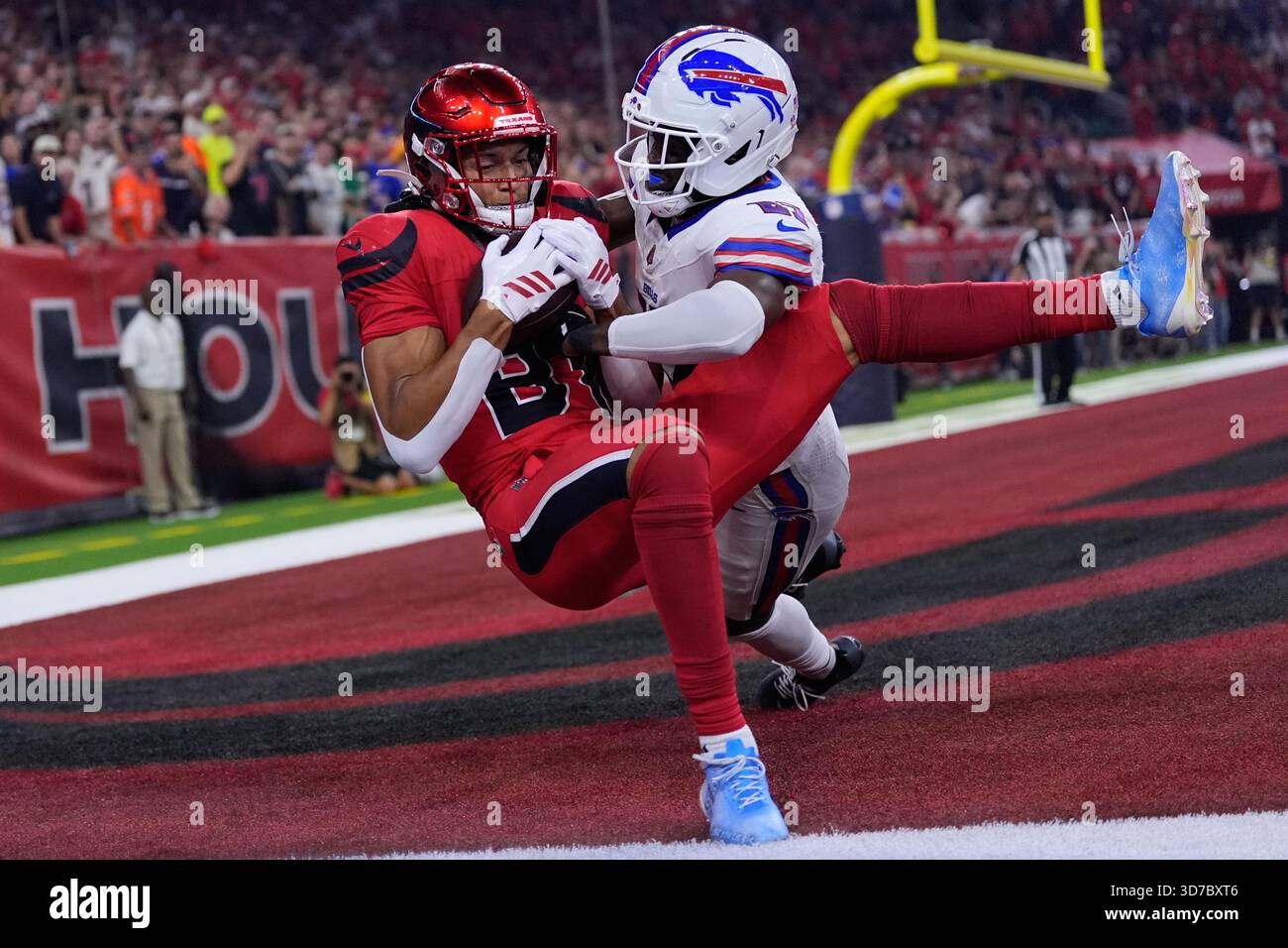 Houston Texans wide receiver Jayden Higgins (81) catches a pass out of ...