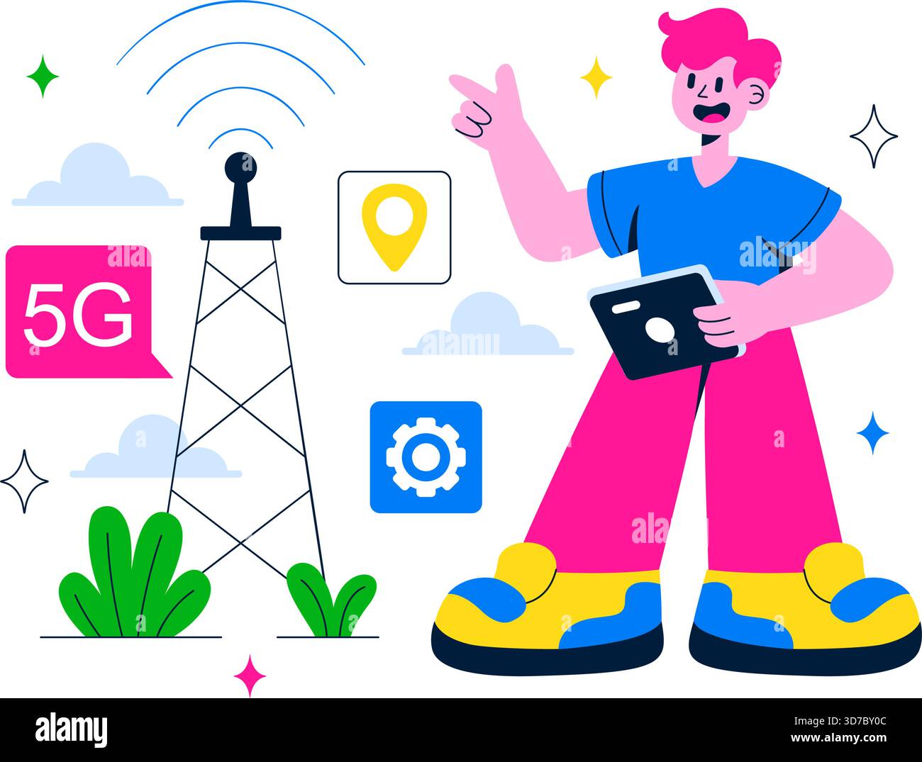 5G Network Connectivity Wireless Technology Vector Illustration ...