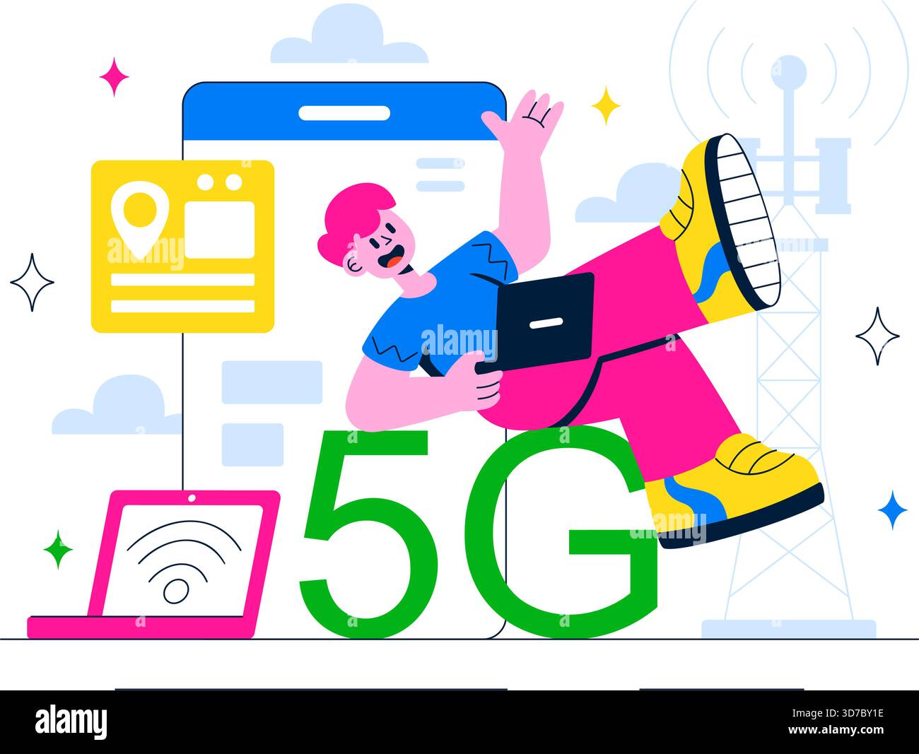 5G Network Connectivity Wireless Technology Vector Illustration ...