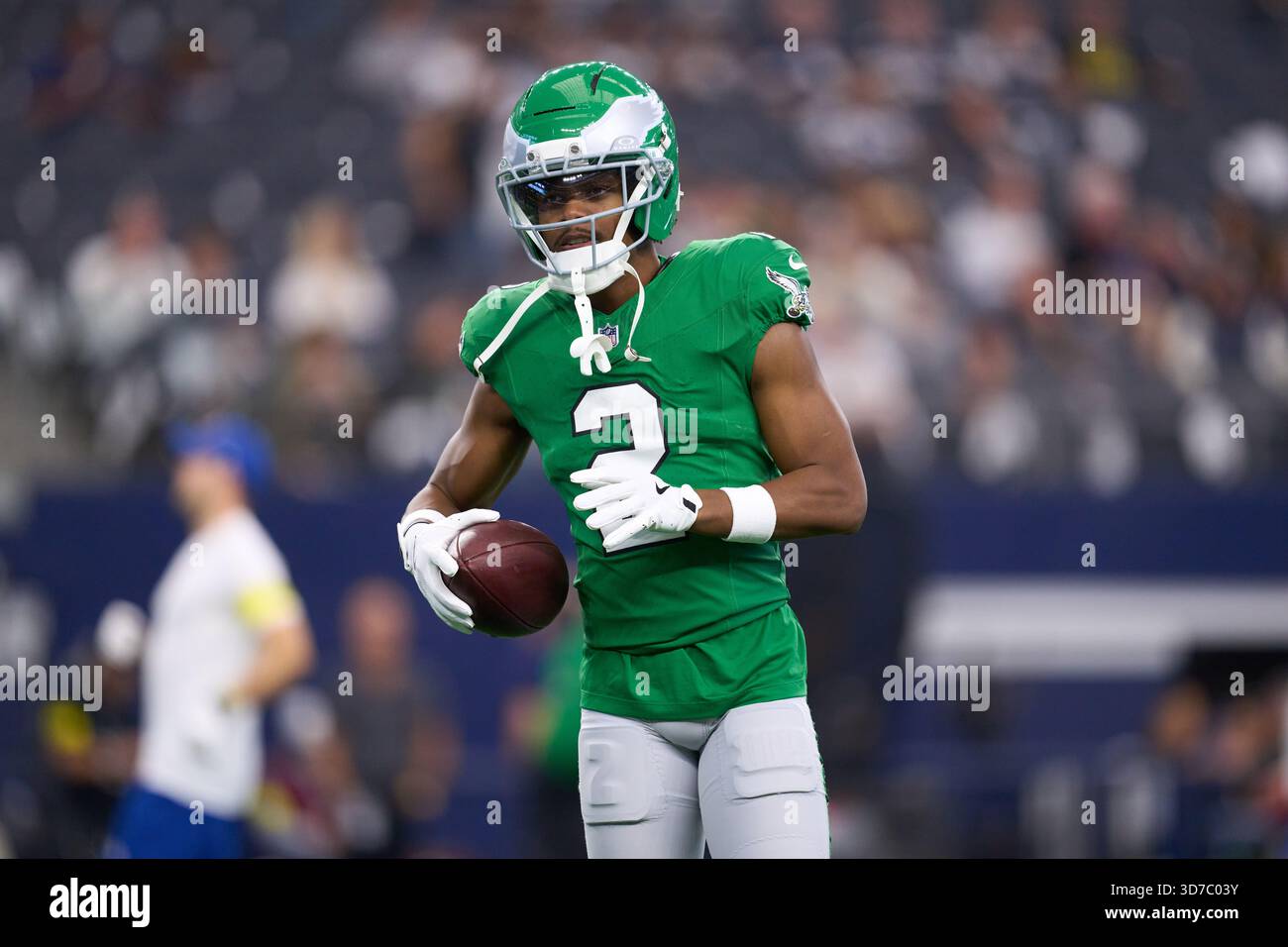 Philadelphia Eagles wide receiver Jahan Dotson works out during an NFL ...
