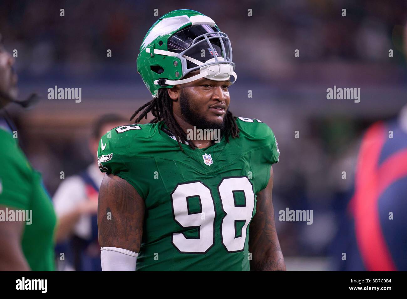 Philadelphia Eagles defensive tackle Jalen Carter looks on from the ...