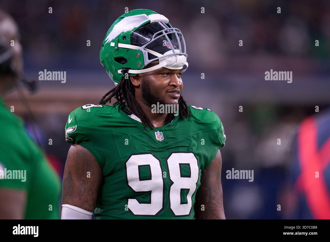 Philadelphia Eagles defensive tackle Jalen Carter looks on from the ...
