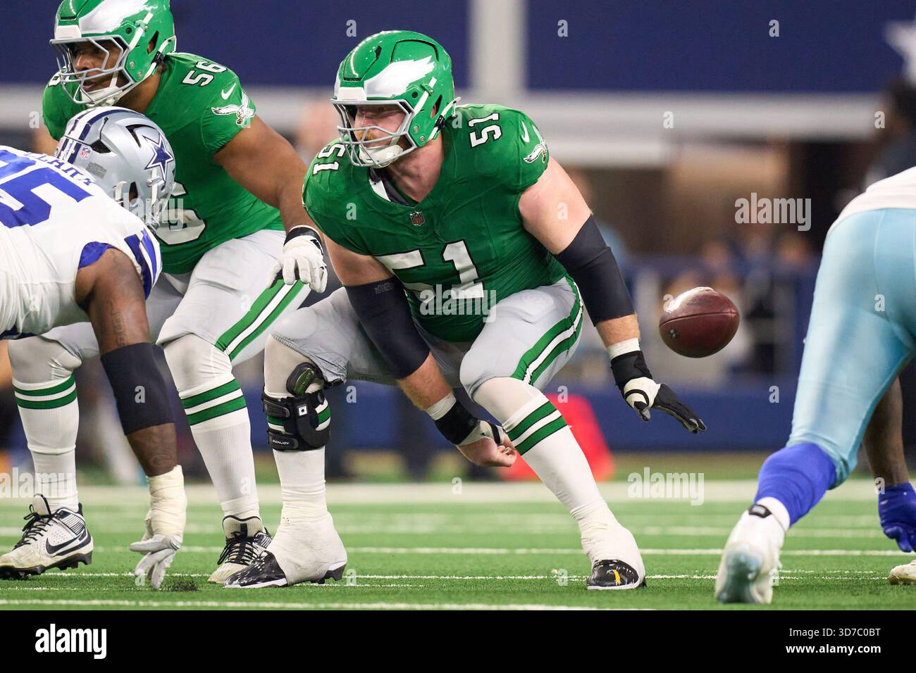 Philadelphia Eagles center Cam Jurgens (51) snaps the ball during an ...