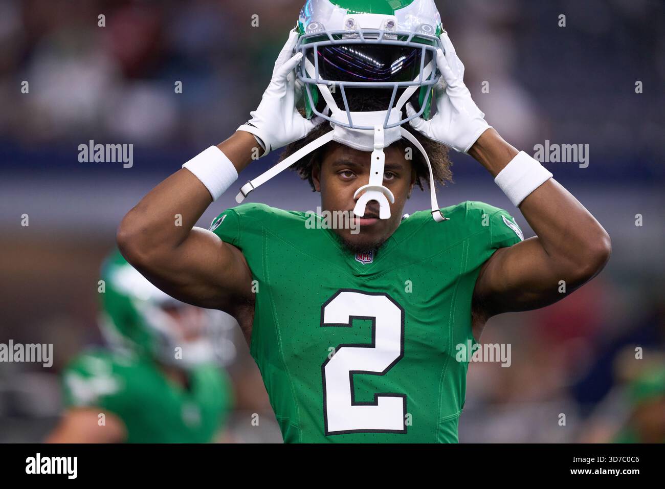 Philadelphia Eagles wide receiver Jahan Dotson works out during an NFL ...