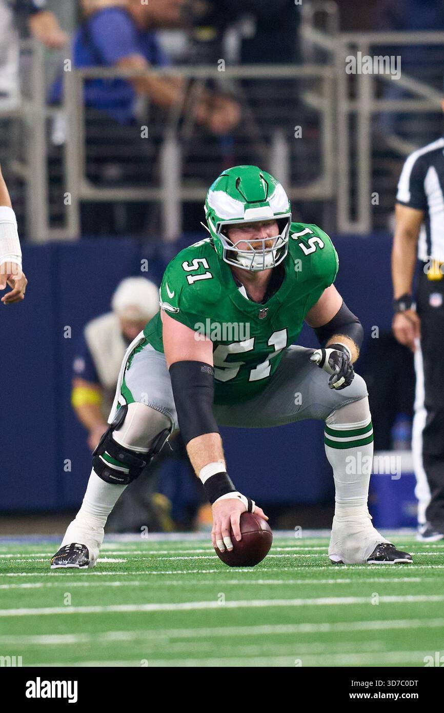 Philadelphia Eagles center Cam Jurgens waits to snap the ball during an ...