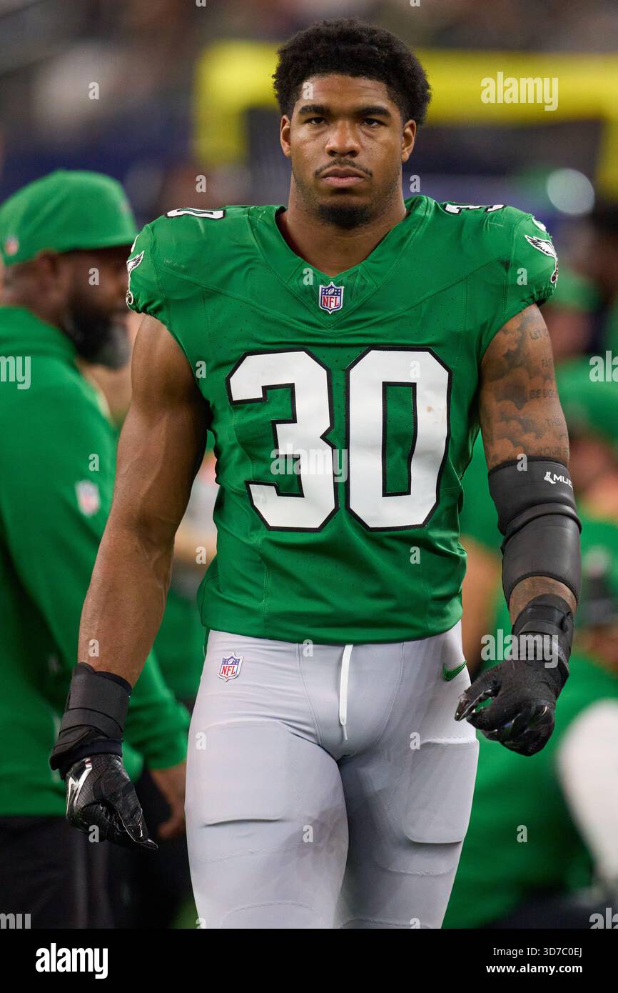 Philadelphia Eagles linebacker Jihaad Campbell walks on the sideline ...