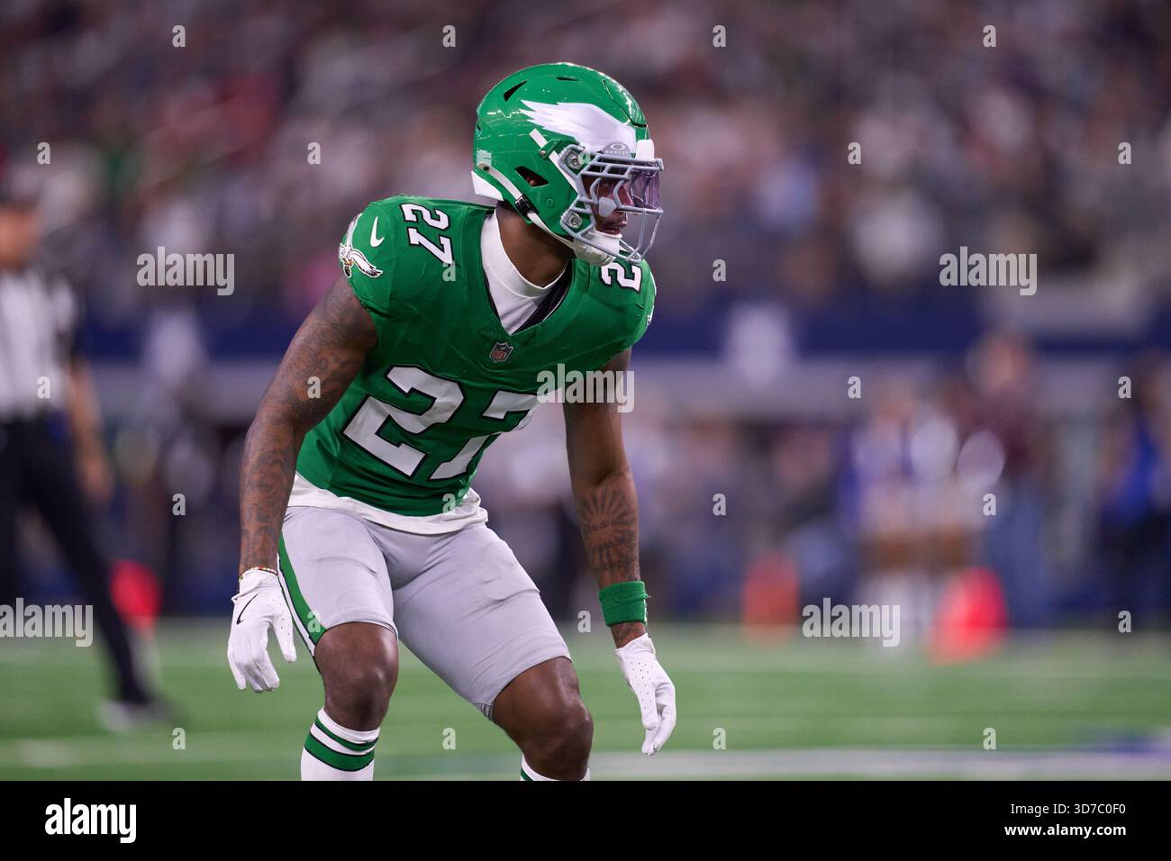 Philadelphia Eagles cornerback Quinyon Mitchell waits for a play during ...