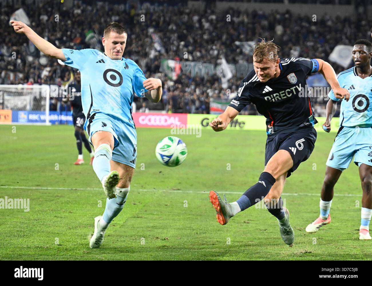 San Diego FC defender Jeppe Tverskov (6) shoots past Minnesota United ...
