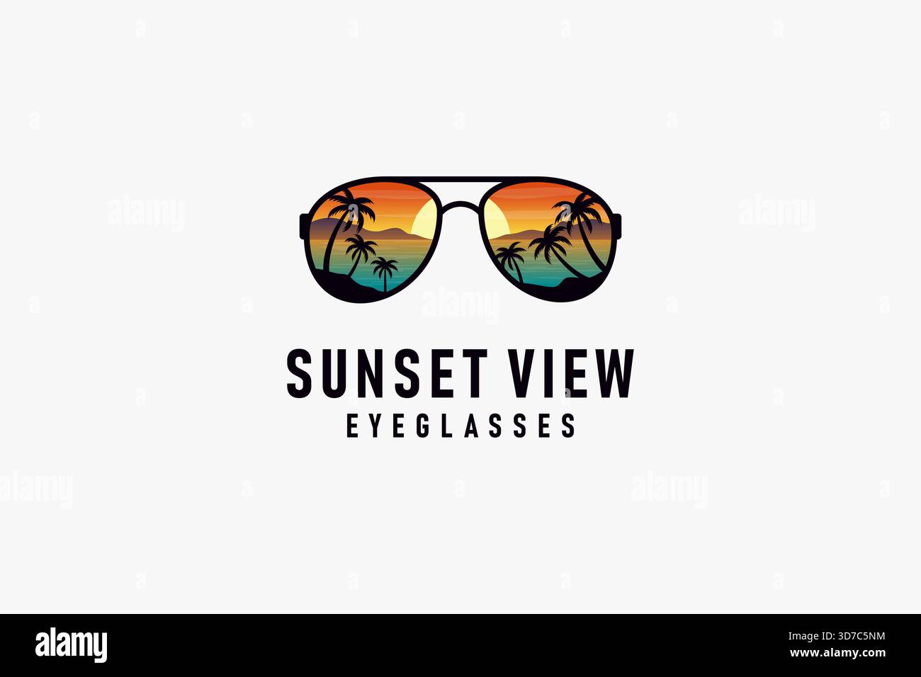 Tropical island sunset beach Stock Vector Images - Alamy