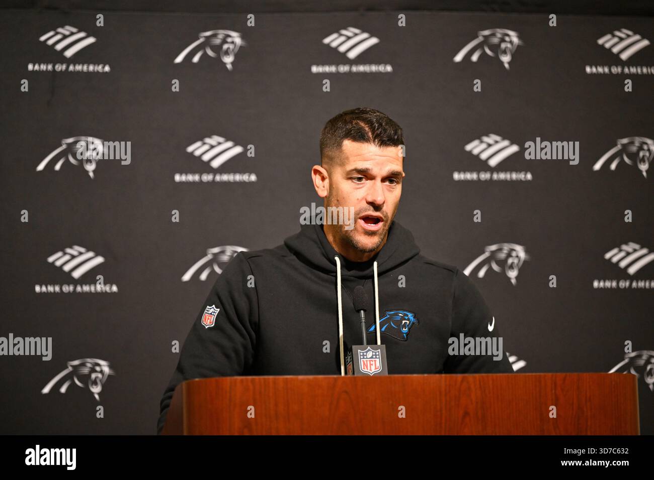 Carolina Panthers head coach Dave Canales speaks during a news ...