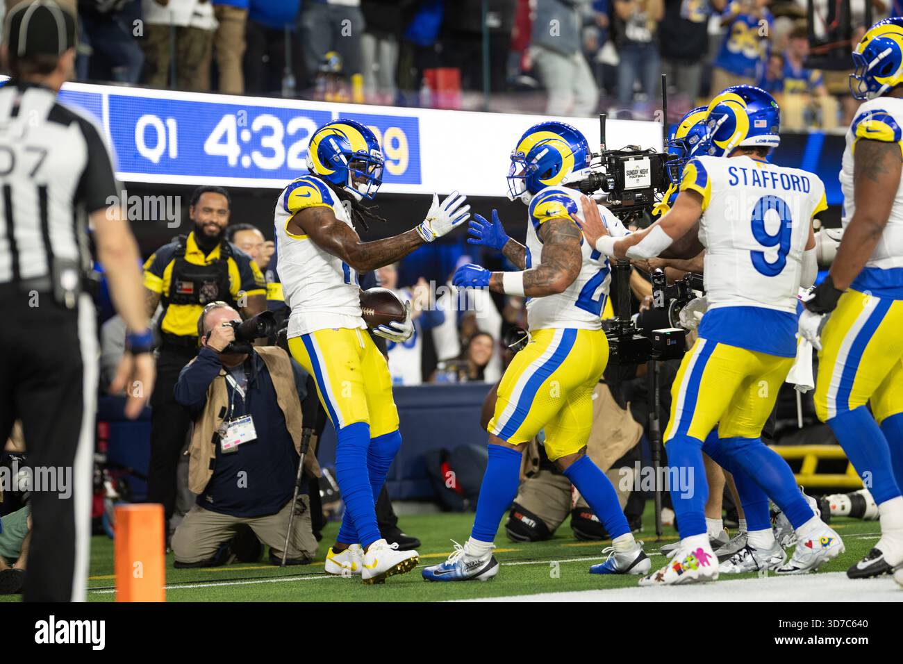 Los Angeles Rams players celebrate a touchdown by wide receiver Davante ...