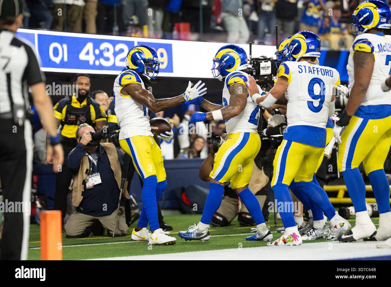 Los Angeles Rams players celebrate a touchdown by wide receiver Davante ...