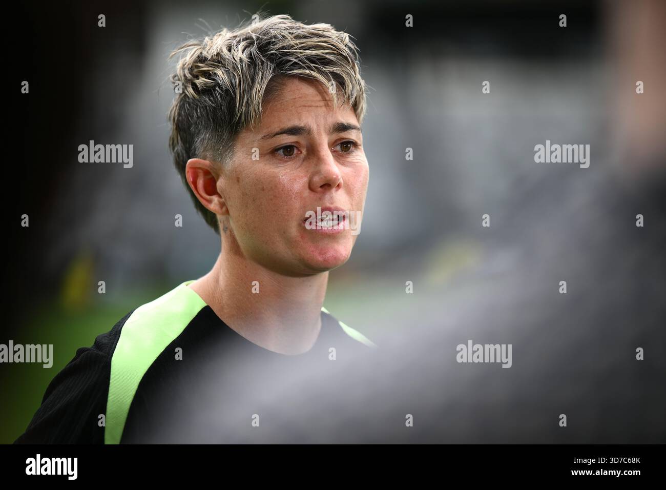 Michelle Heyman speaks to media during a Matildas media opportunity at ...