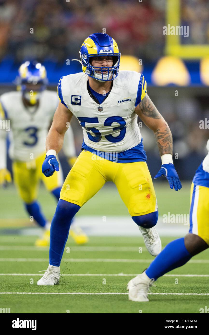 Los Angeles Rams linebacker Nate Landman (53) runs Tampa Bay Buccaneers ...