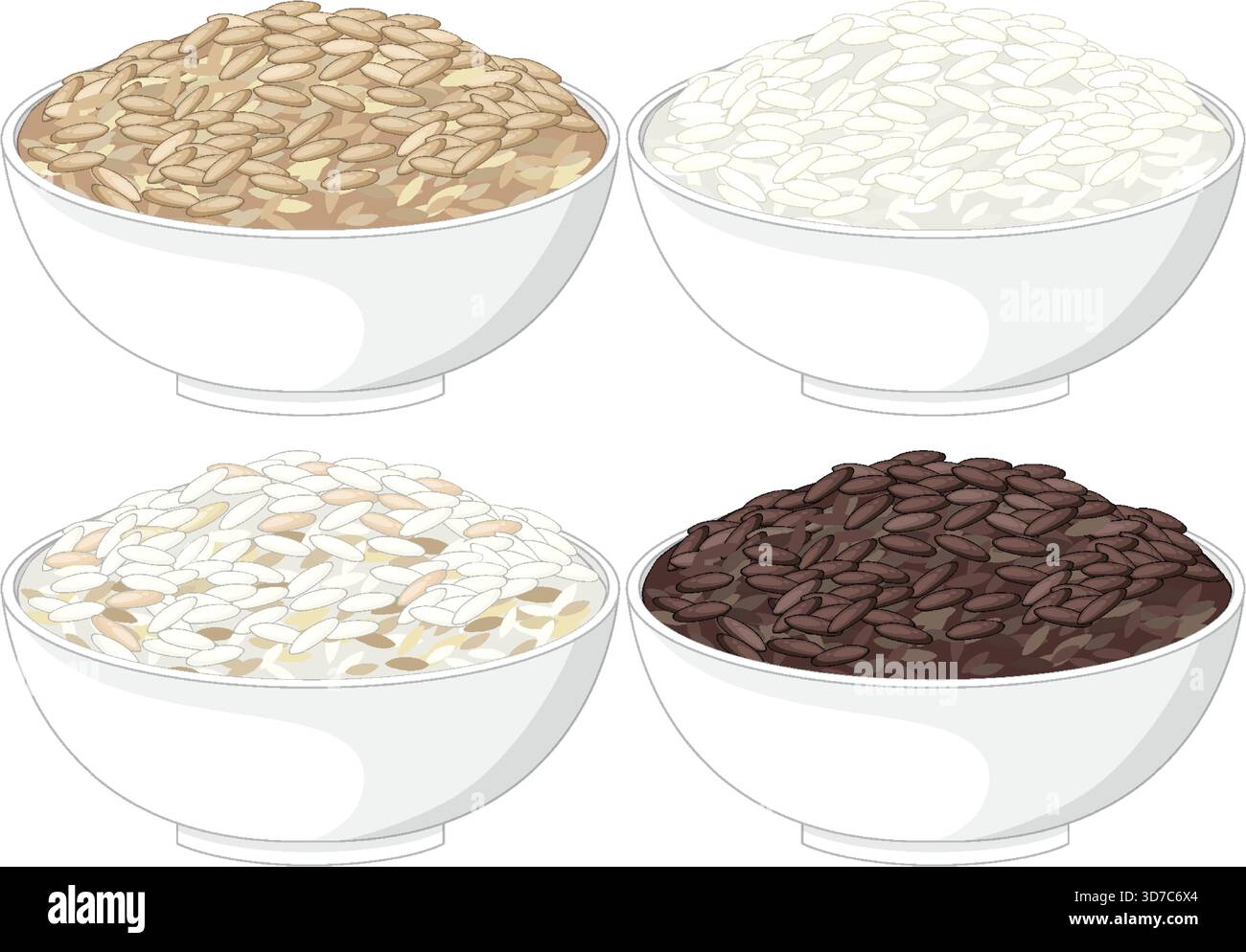Four assorted grains in bowls hi-res stock photography and images - Alamy