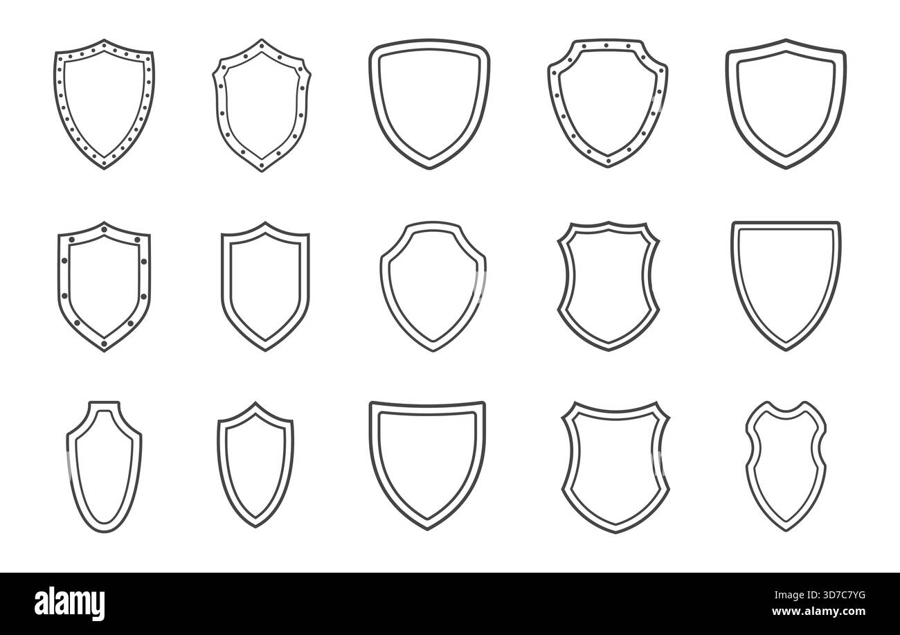 Shields outline set, Badge outline, Shields svg, Shields silhouette ...