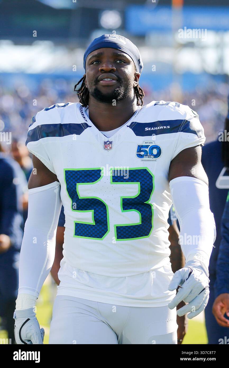 Seattle Seahawks linebacker Boye Mafe (53) walks to the locker room at ...