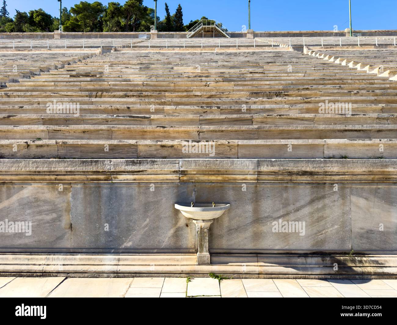 Marble seating tiers at Panathenaic Stadium in Athens under clear ...