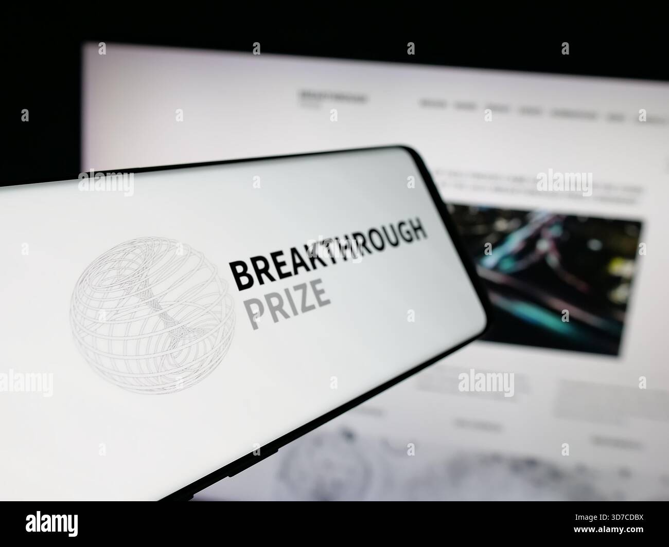 In this photo illustration, a smartphone with the logo of international awards Breakthrough ...