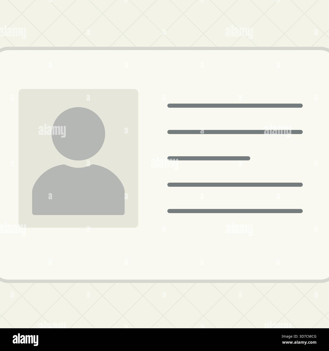 A flat ID card or profile badge template featuring a photo placeholder ...