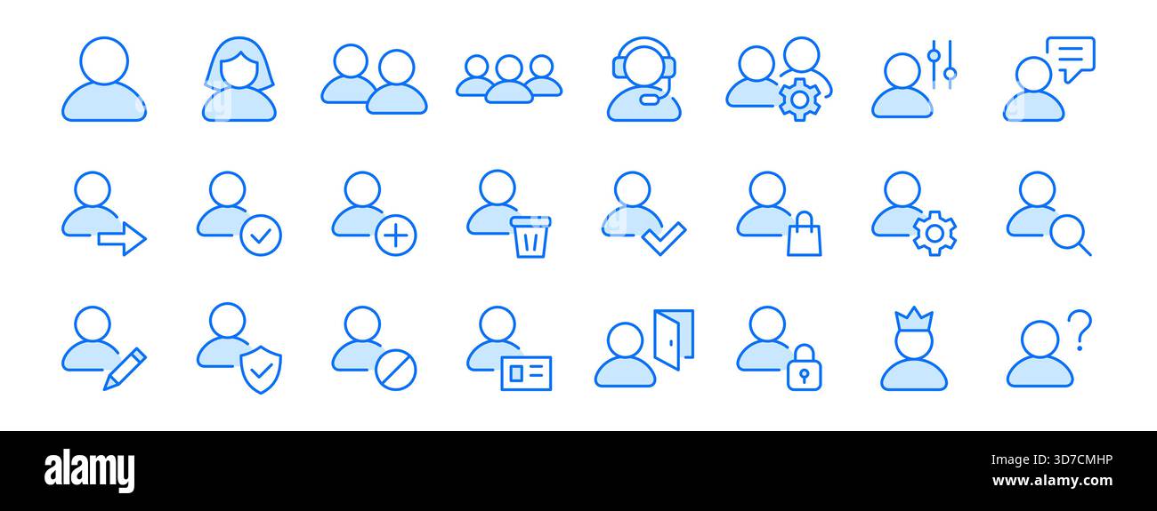 User account line icon set. Profile, login, admin, settings, security ...