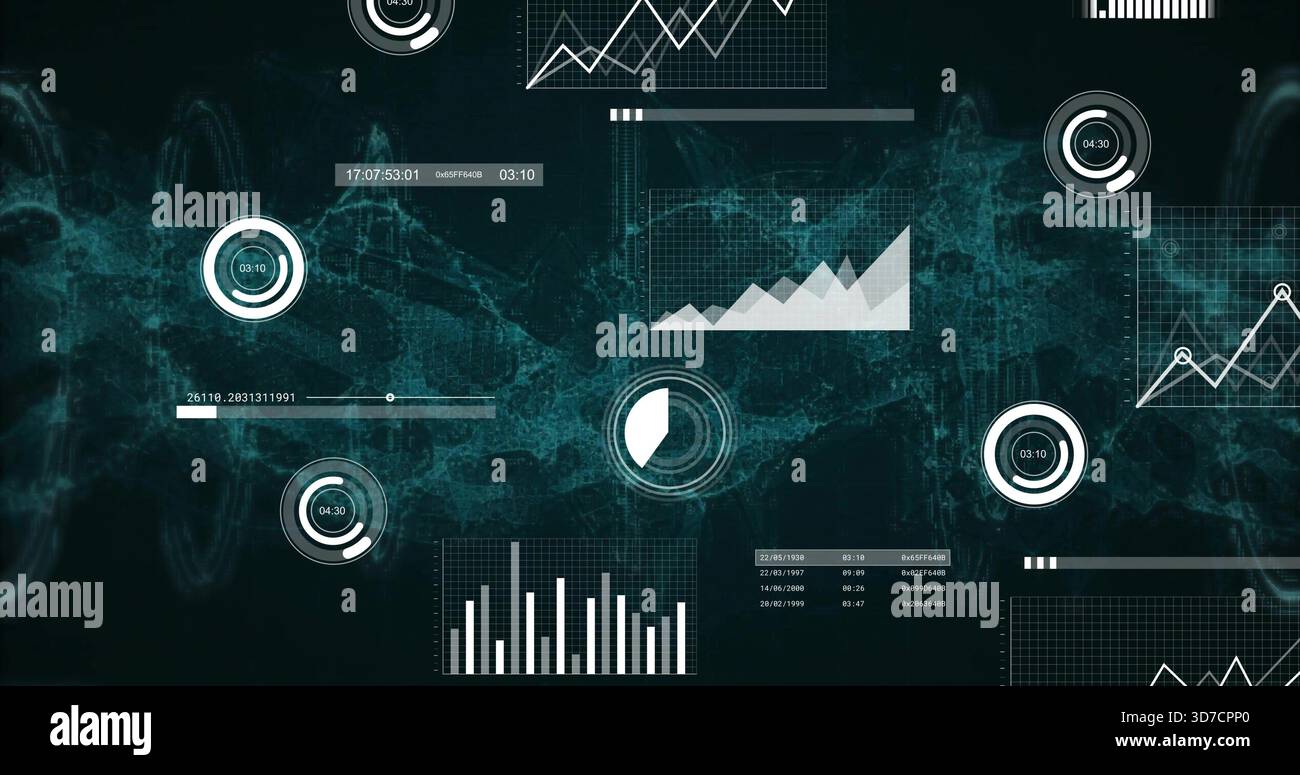 Displaying layered HUD on analytics dashboard, with circular gauges ...