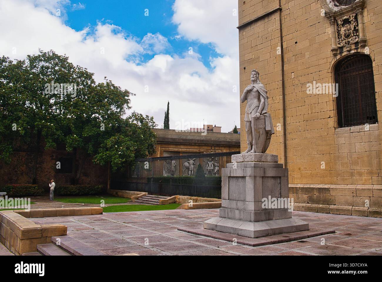 Statue of Fruela I of Asturias in the garden next to San Salvador ...