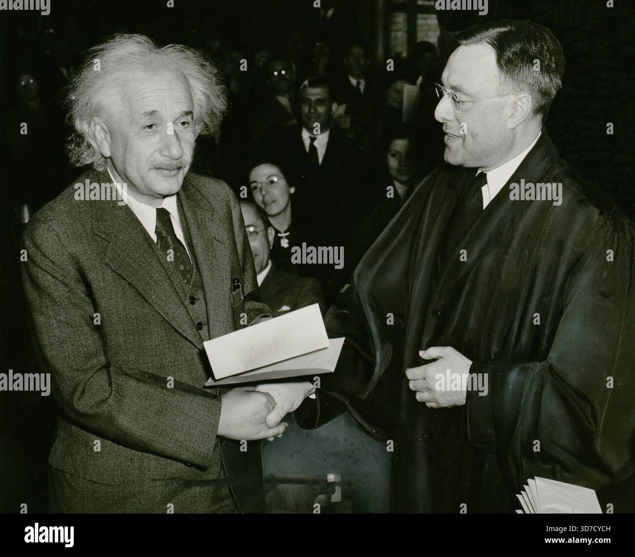 America gains a famous citizen. Photograph shows Albert Einstein ...