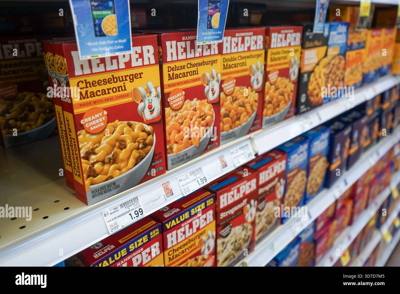 Boxes of Hamburger Helper in the flavor of cheeseburger macaroni on the ...