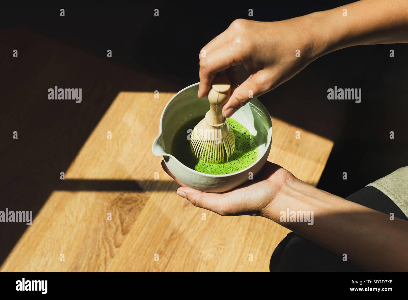 Woman making matcha tea latte hi-res stock photography and images - Alamy