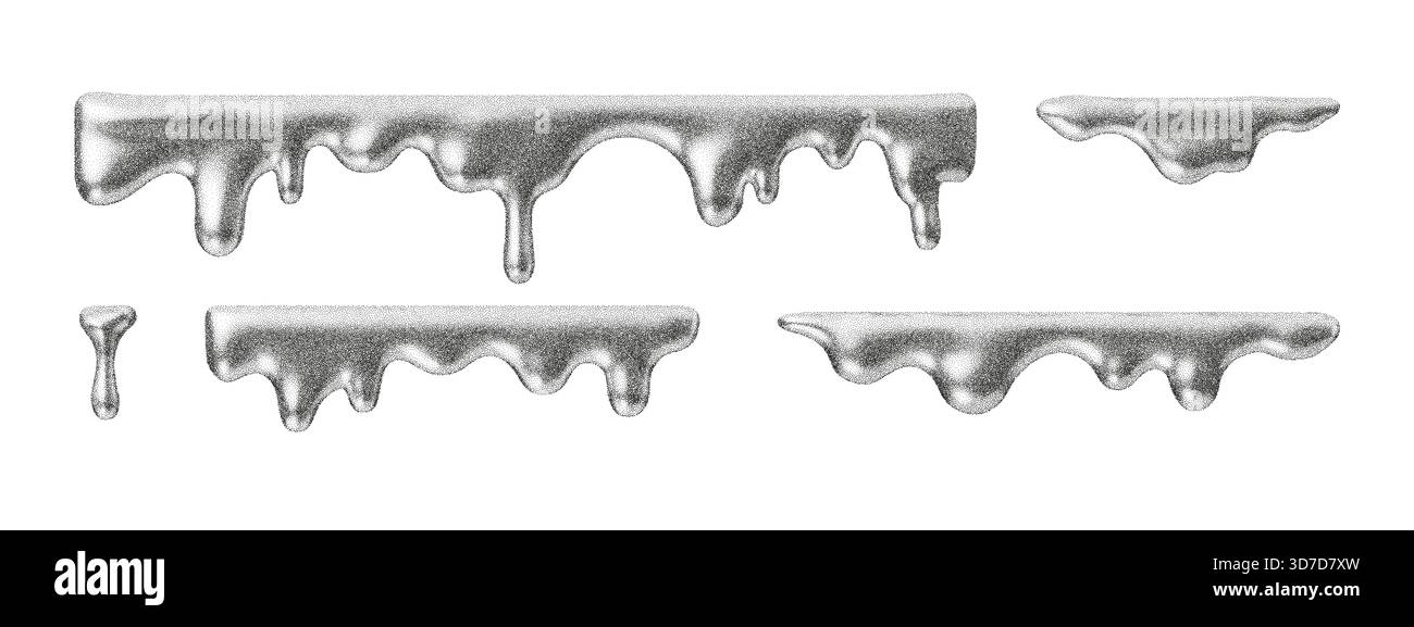 Stipple drip borders with grainy texture and halftone shading. Abstract ...