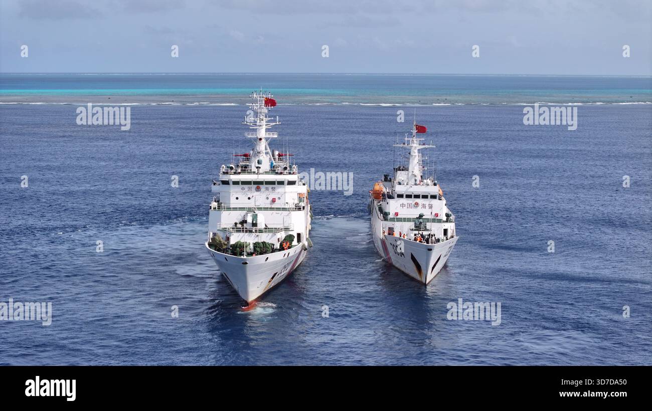 (251125) -- SOUTH CHINA SEA, Nov. 25, 2025 (Xinhua) -- An aerial drone ...