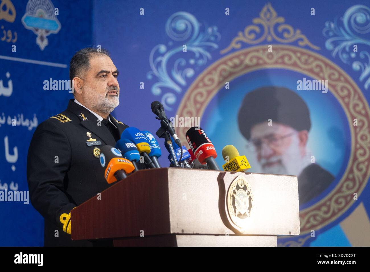 Shahram Irani, Commander of the Iranian military Navy speaks during his ...