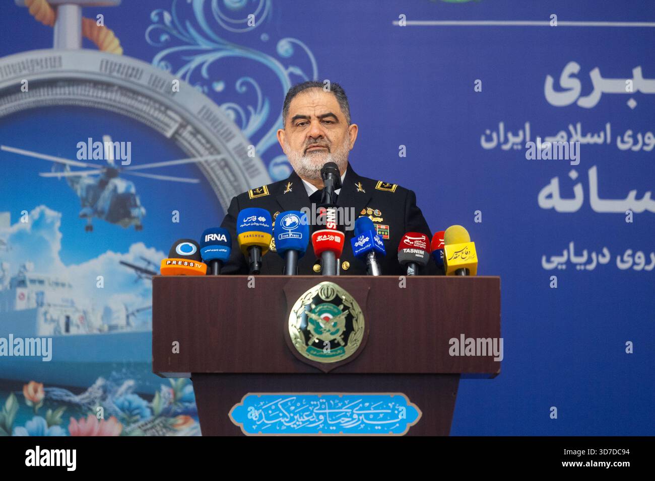 Shahram Irani, Commander of the Iranian military Navy speaks during his ...