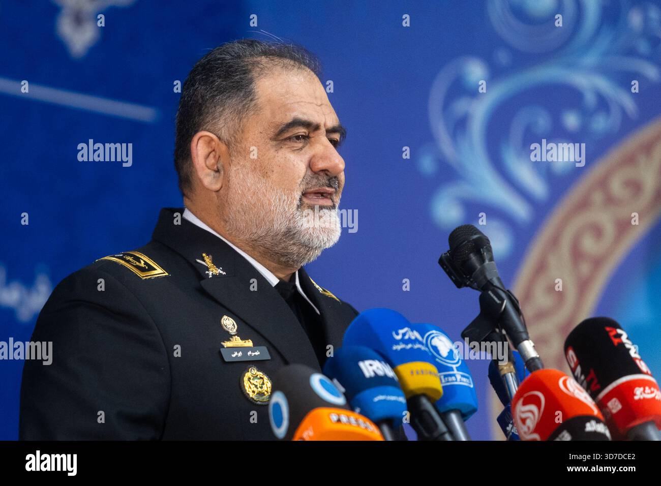 Shahram Irani, Commander of the Iranian military Navy speaks during his ...