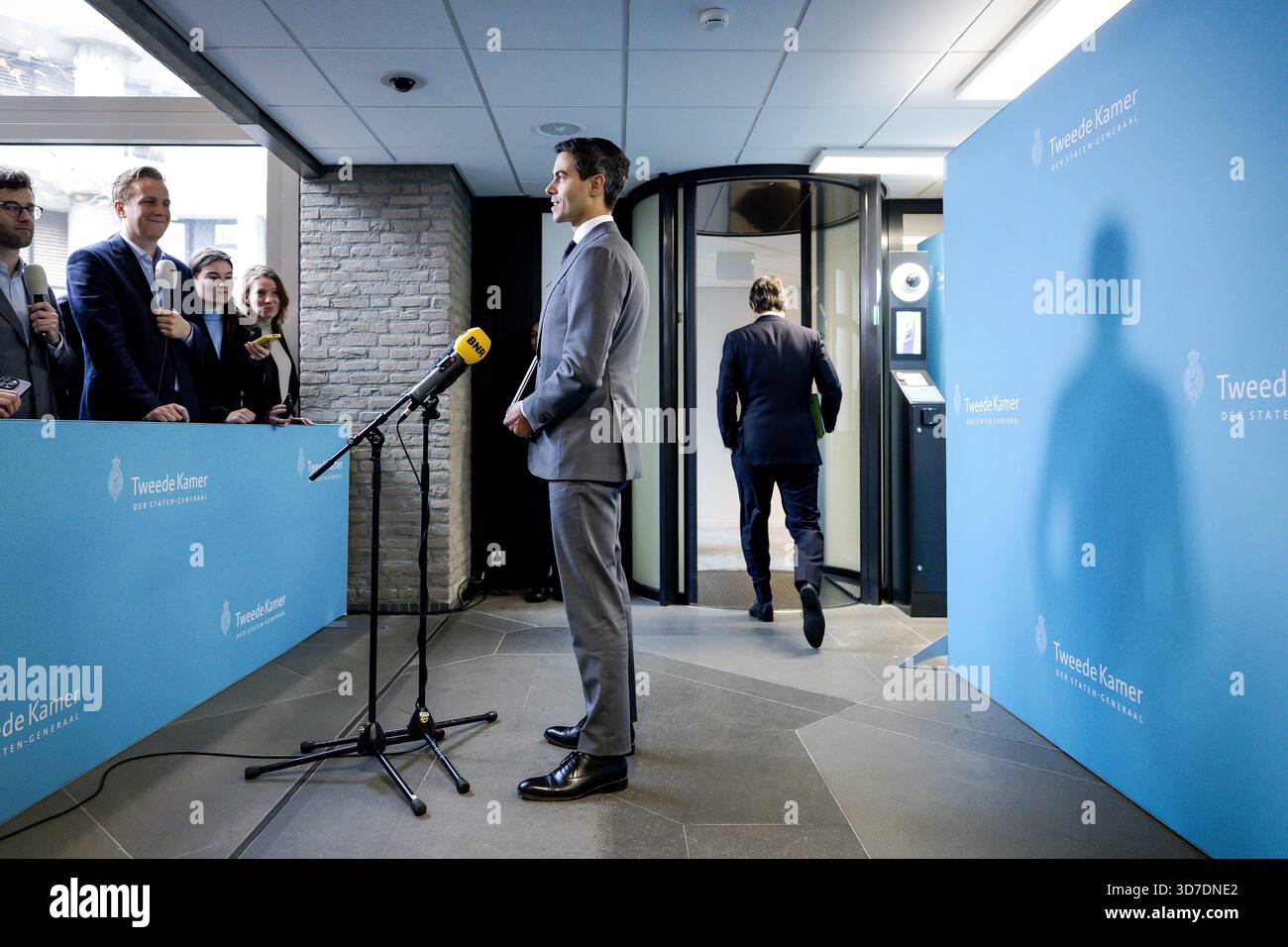 THE HAGUE – Rob Jetten (D66) and Henri Bontenbal (CDA) arrive for a ...