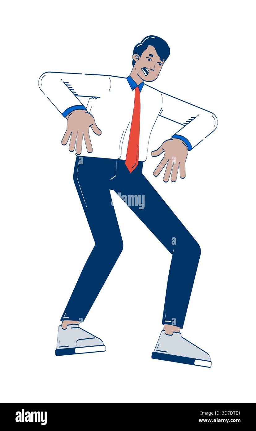 Nervous indian businessman in awkward pose 2D doodle character Stock ...