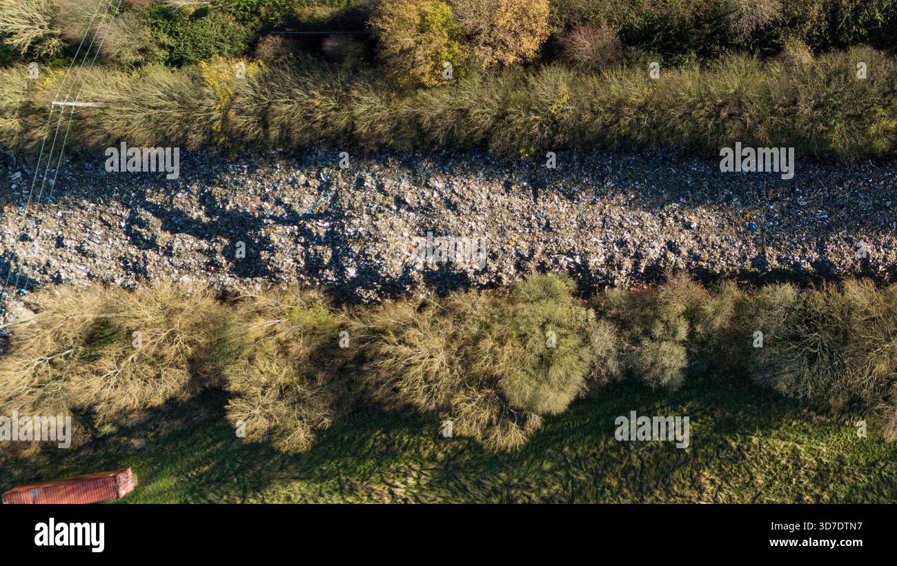 A general view of the 150m long mountain of rubbish that has been ...