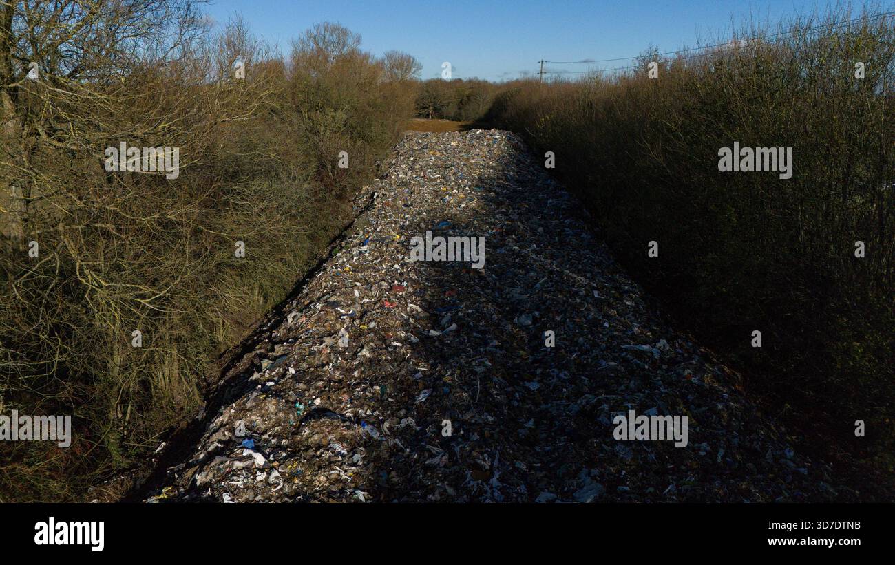 A general view of the 150m long mountain of rubbish that has been ...