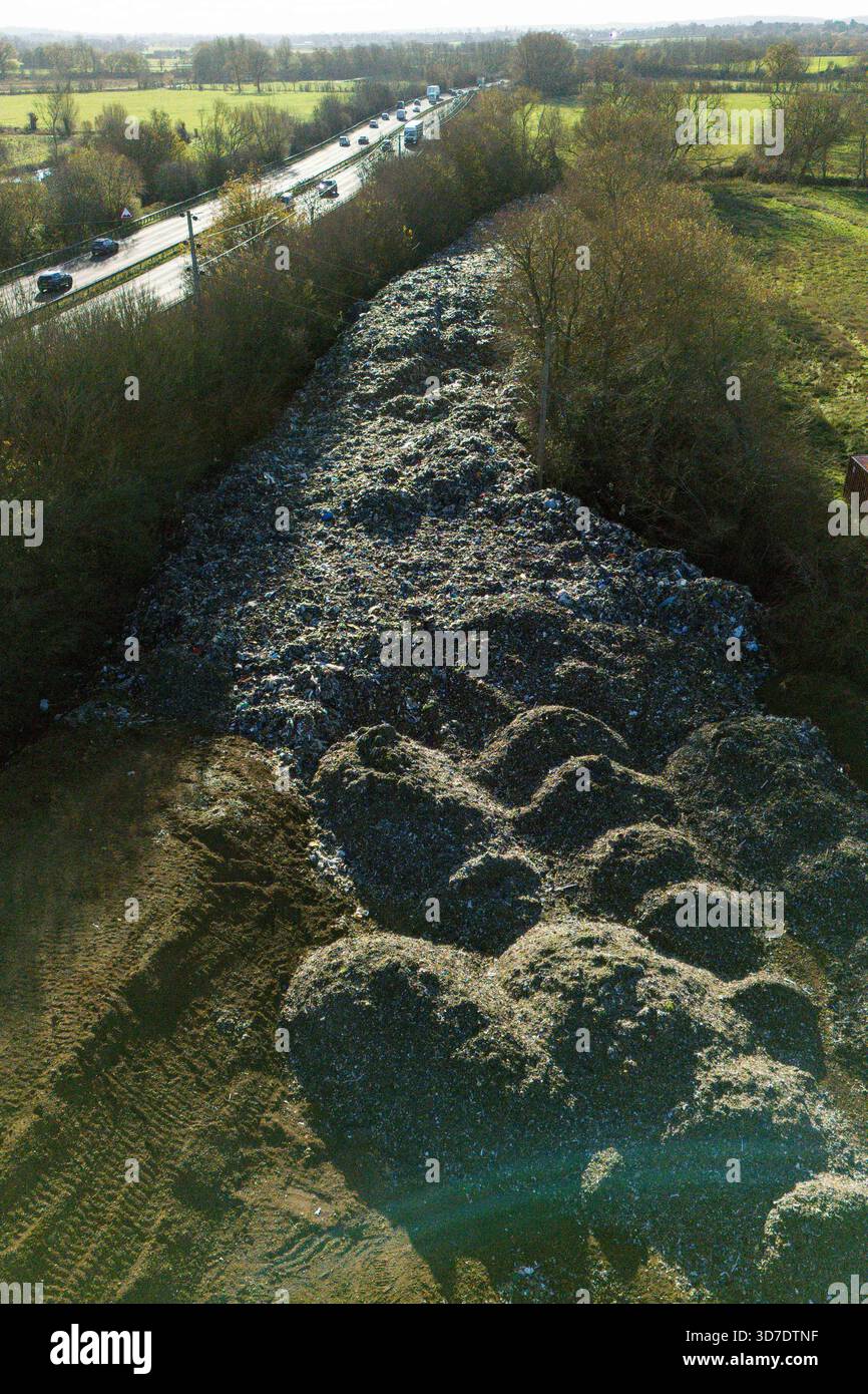 A general view of the 150m long mountain of rubbish that has been ...