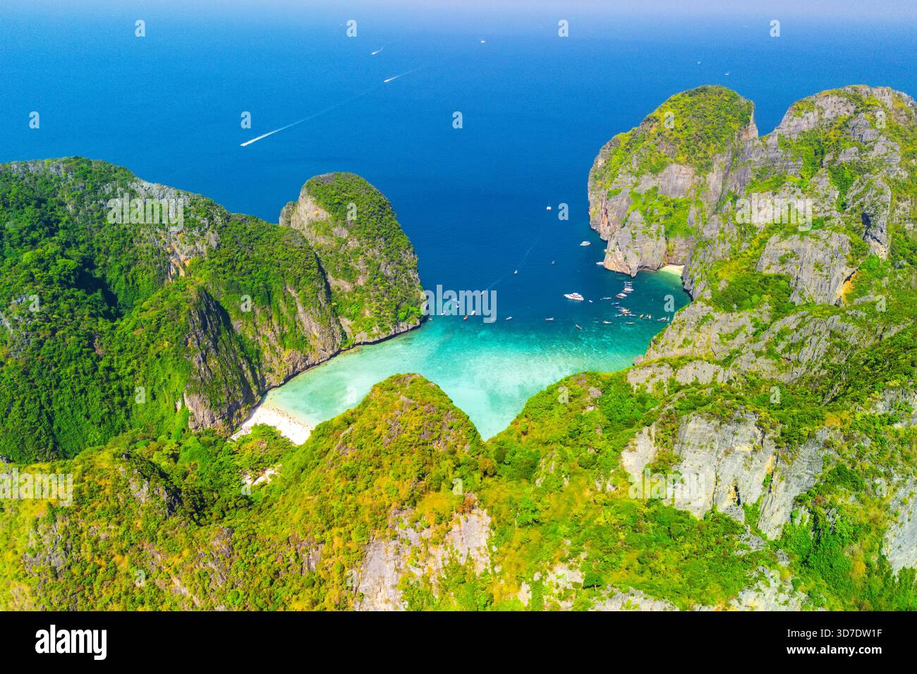 Aerial panoramic beautiful view from afar of Phi phi island ring of ...