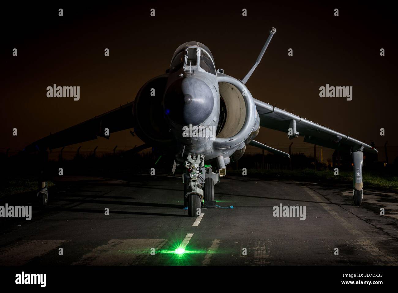 Cold War jet illuminated during a night photography shoot at the South ...
