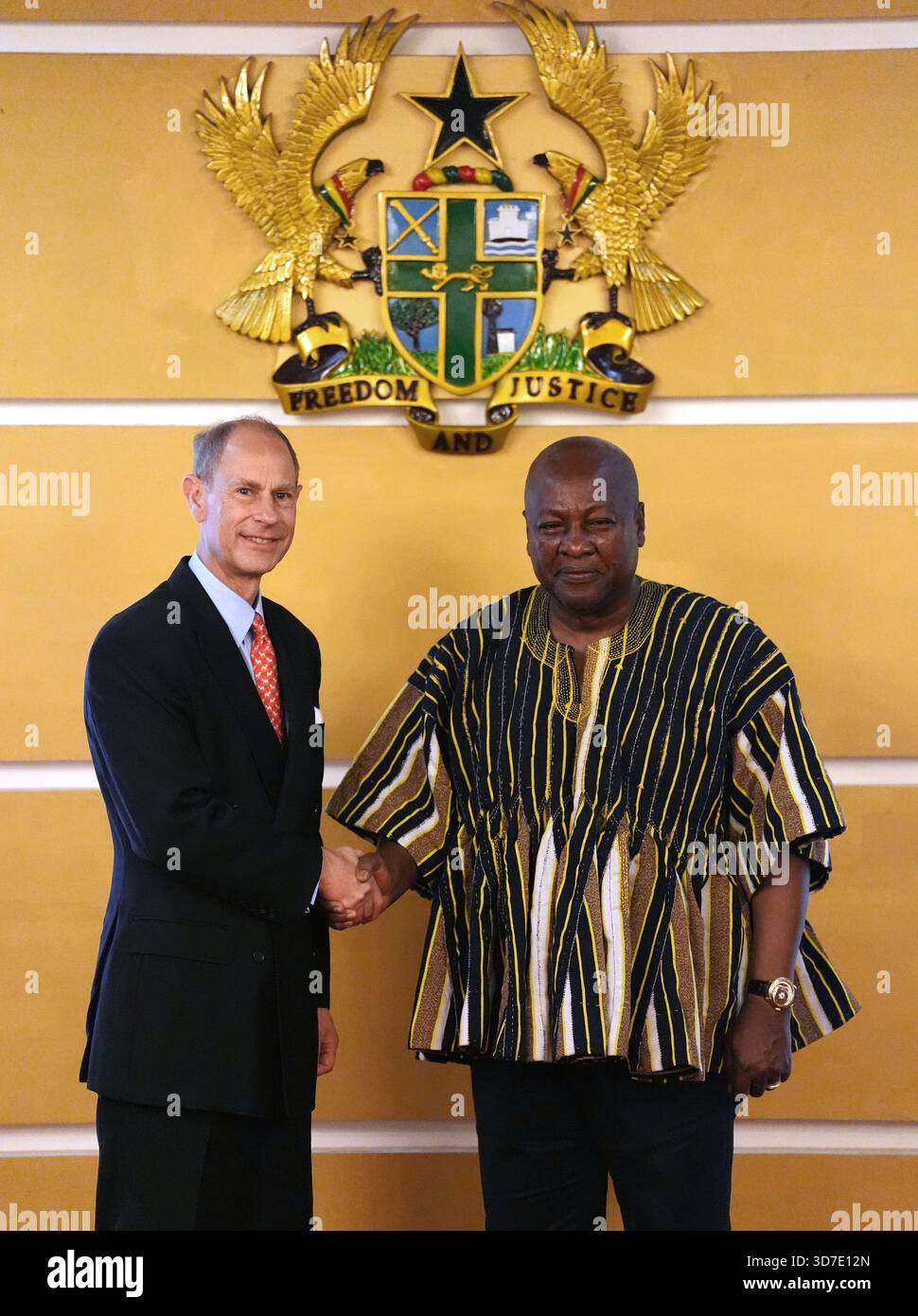 The Duke of Edinburgh (left) with the President of Ghana John Mahama ...