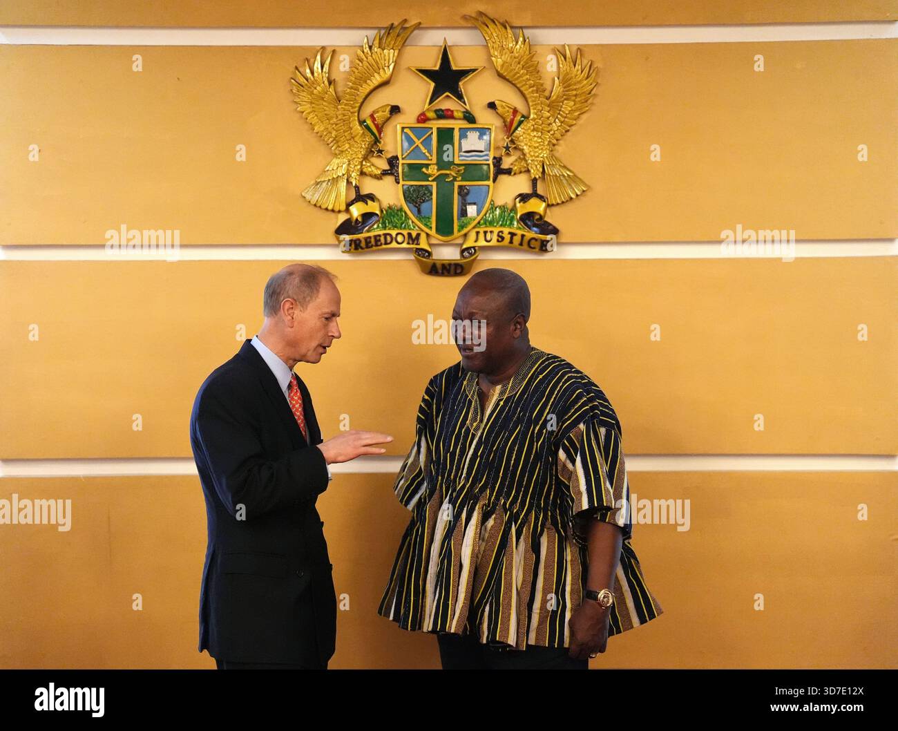 The Duke of Edinburgh (left) with the President of Ghana John Mahama ...