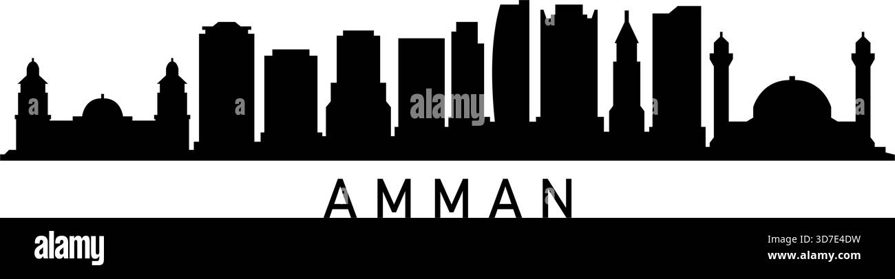 Amman skyline illustrated in vector on white background Stock Vector ...