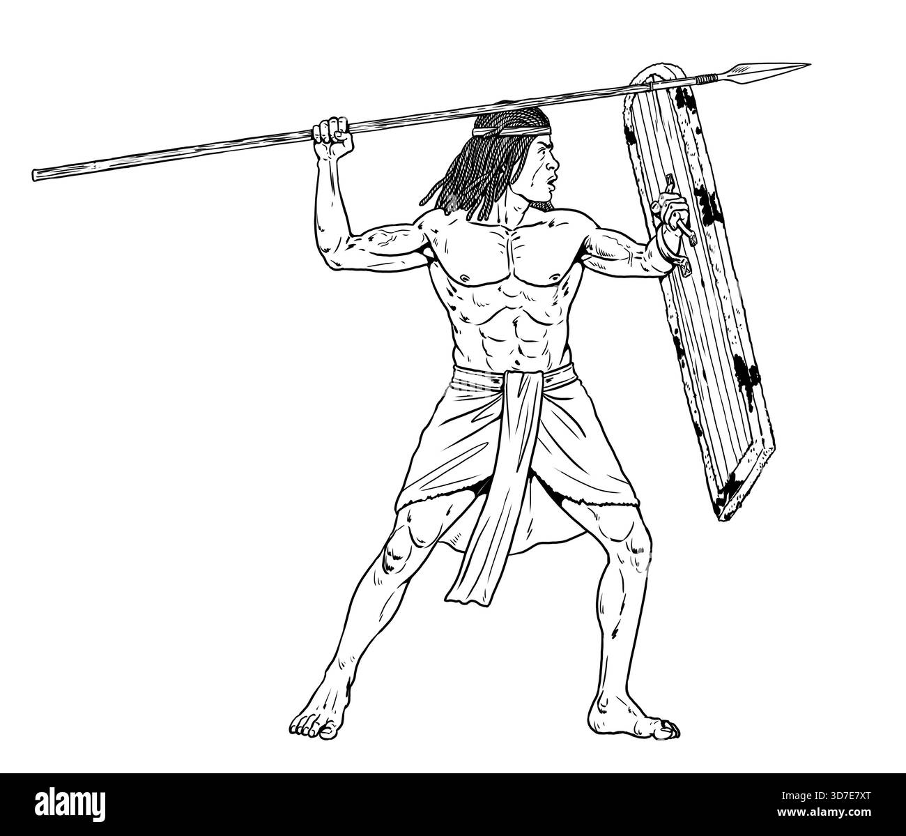 Ancient Nubian warriors in battle. Historical drawing Stock Photo - Alamy