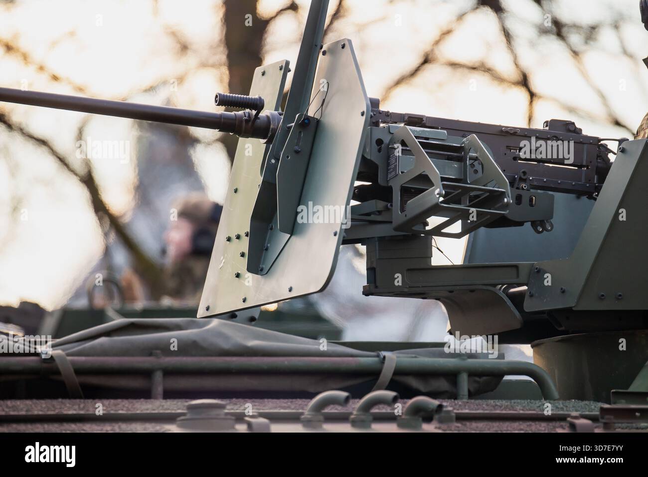 NATO ground forces weapon station with protective shield, extended ...