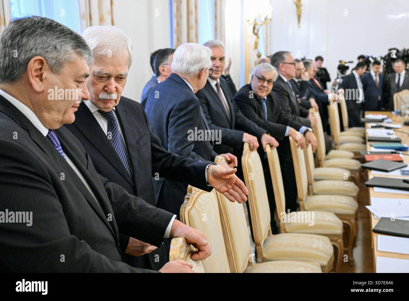 Russian Ambassador to Belarus Boris Gryzlov (second from left) before ...